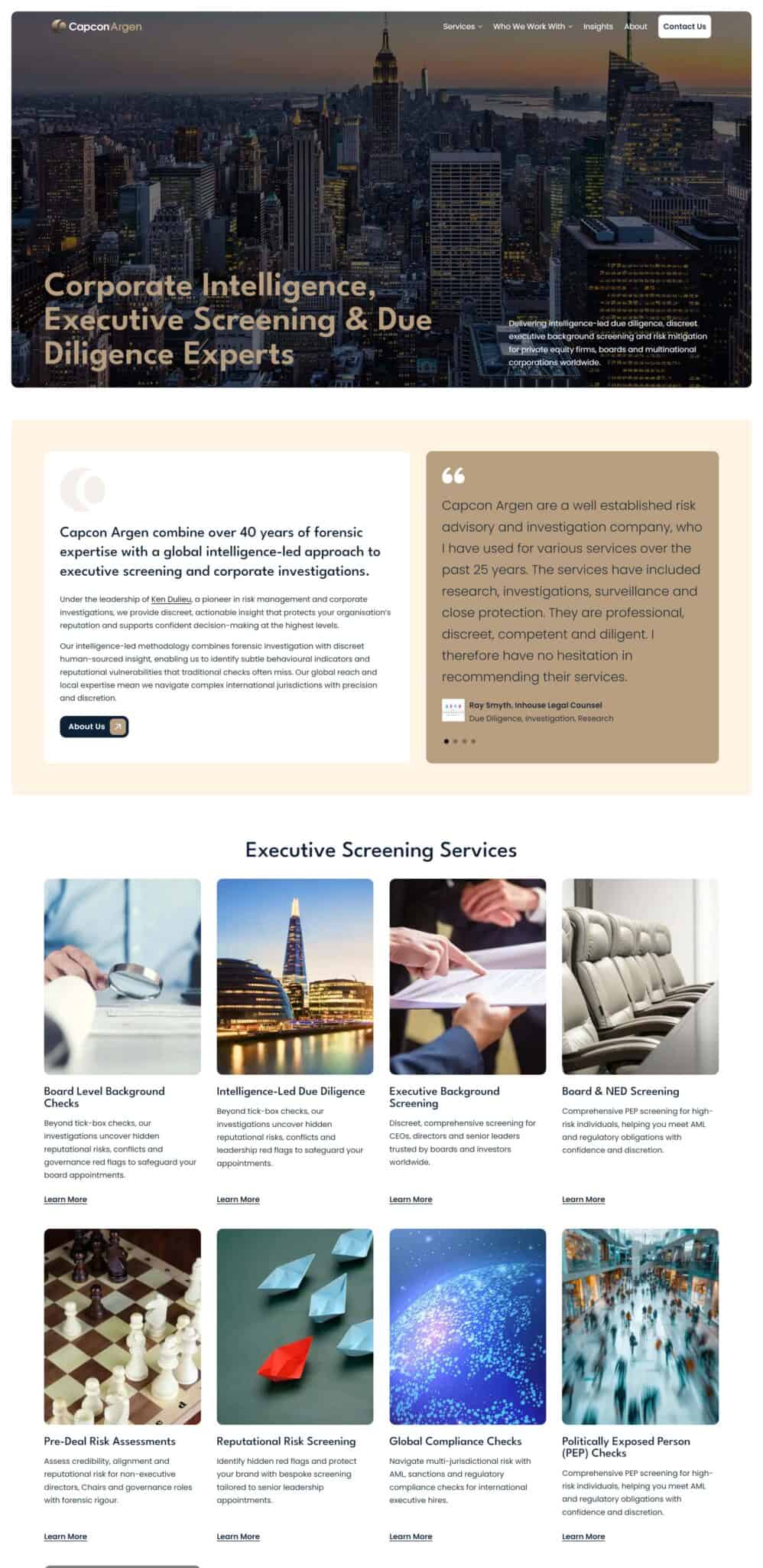 Capcon Argen Case Study - Executive Screening Website Redesign